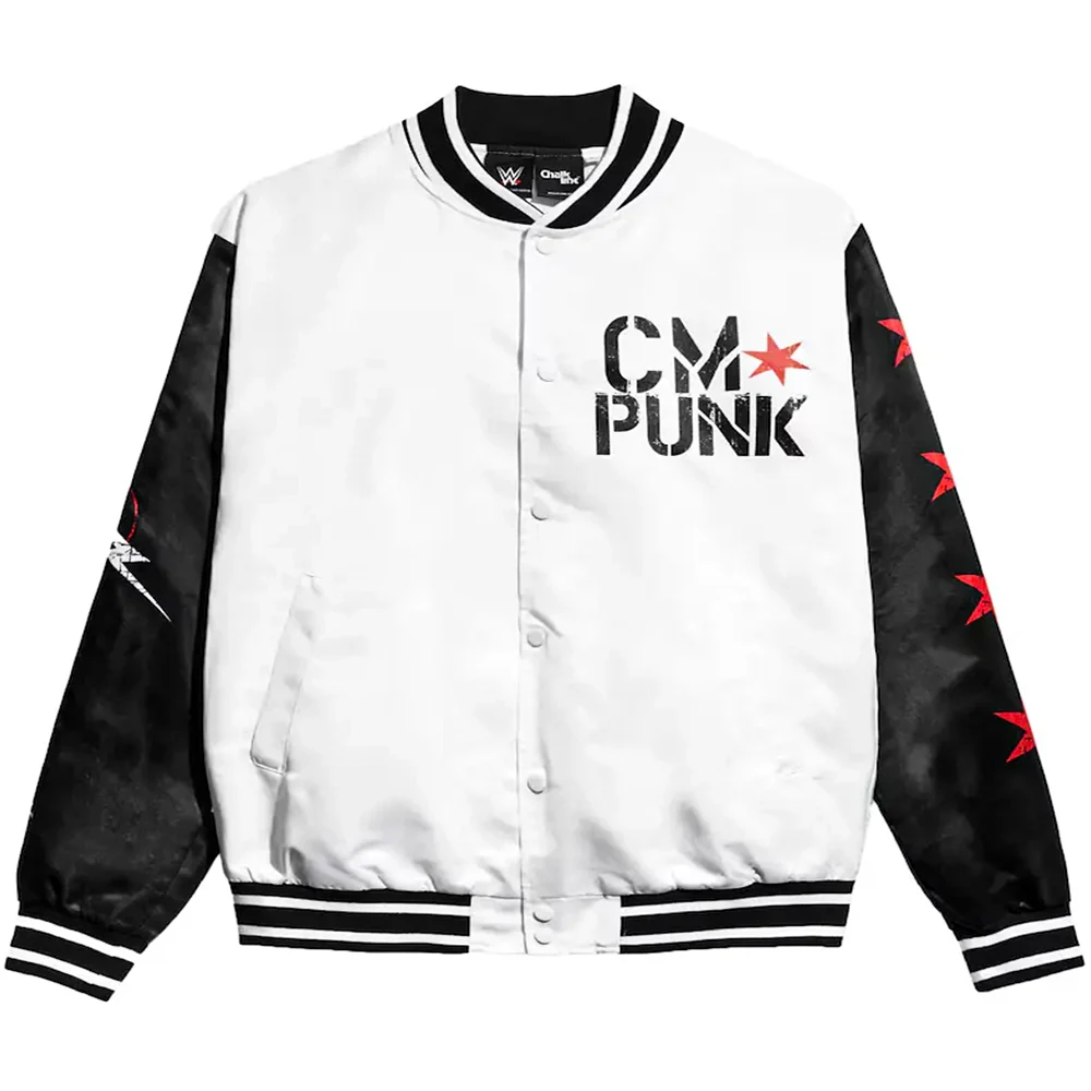 Men's Chalk Line White CM Punk Jacket | CM Punk Varsity Jacket
