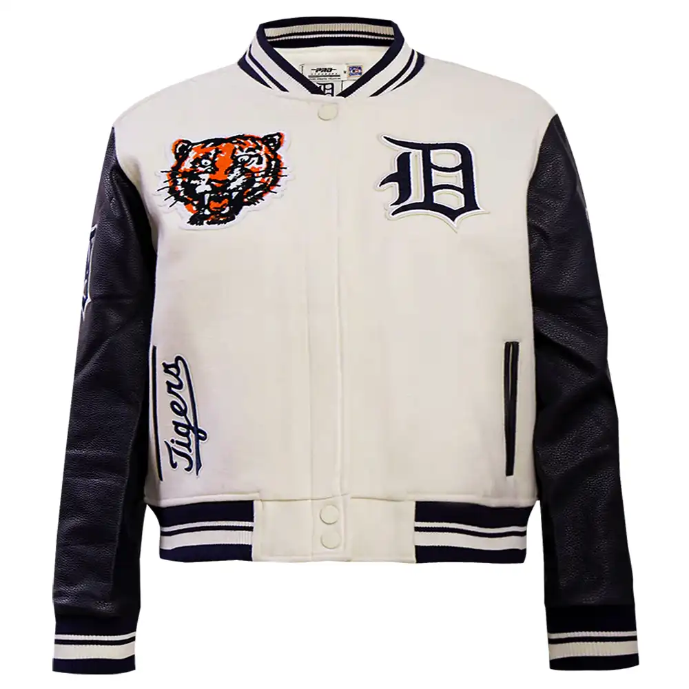 Detroit Tigers Wool Varsity Jacket | White And Black Varsity Jacket